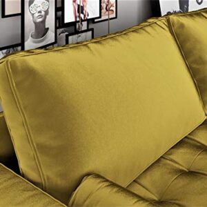 US Pride Furniture NS5459-L Caladeron Mid-Century Modern Loveseat in Soft Velvet, Goldenrod