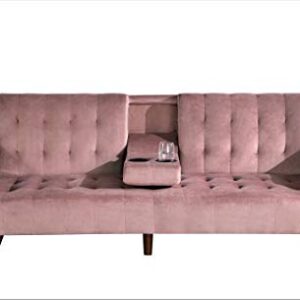 Container Furniture Direct Cricklade Velvet Uphostered Convertible Sofa Bed, Lush Pink