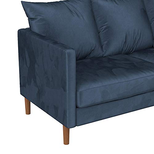 Novogratz Paige Modern Pillowback Sofa, Navy Blue Velvet