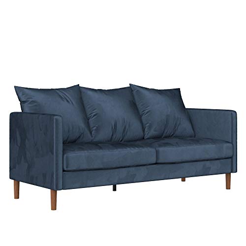 Novogratz Paige Modern Pillowback Sofa, Navy Blue Velvet