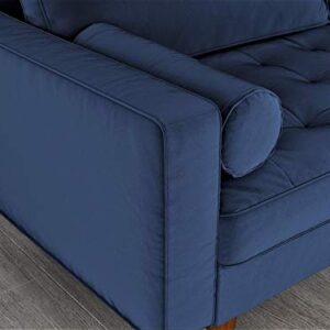 US Pride Furniture NS5455-S Caladeron Mid-Century Modern Sofa in Soft Velvet, Space Blue