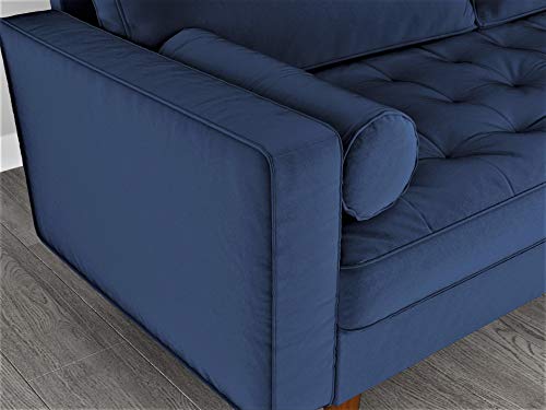 US Pride Furniture NS5455-S Caladeron Mid-Century Modern Sofa in Soft Velvet, Space Blue