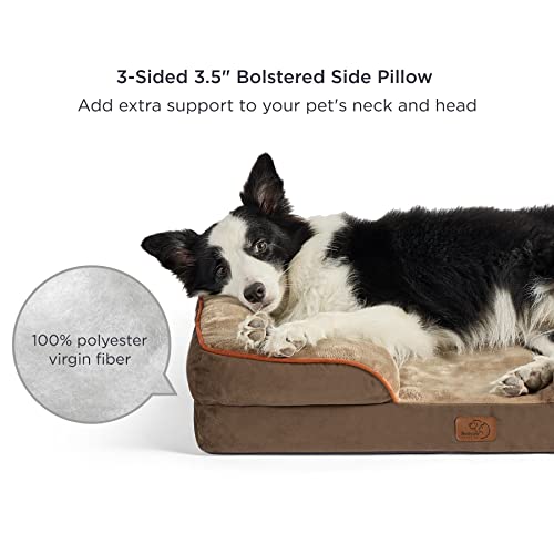 Bedsure Orthopedic Dog Bed for Medium Dogs - Waterproof Dog Bed Medium, Foam Sofa with Removable Washable Cover, Waterproof Lining and Nonskid Bottom Couch, Pet Bed, Brown