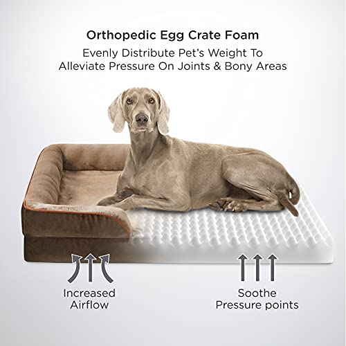 Bedsure Orthopedic Dog Bed for Medium Dogs - Waterproof Dog Bed Medium, Foam Sofa with Removable Washable Cover, Waterproof Lining and Nonskid Bottom Couch, Pet Bed, Brown