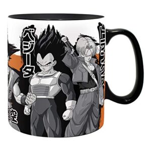 abystyle dragon ball z kakarot heroes ceramic tea coffee mug 16 oz. features goku, vegeta, gohan, trunks and piccolo dbz drinkware dishwasher microwave safe anime manga gift