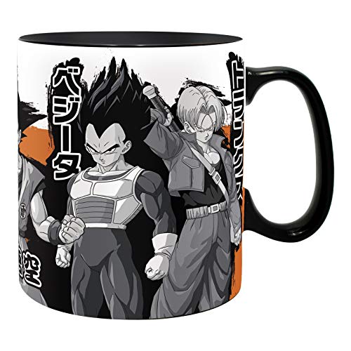 ABYstyle Dragon Ball Z Kakarot Heroes Ceramic Tea Coffee Mug 16 Oz. Features Goku, Vegeta, Gohan, Trunks and Piccolo DBZ Drinkware Dishwasher Microwave Safe Anime Manga Gift