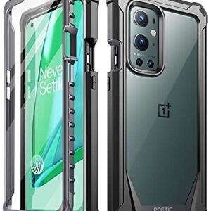 Poetic Guardian Case Designed for Oneplus 9 Pro 5G, Built-in Screen Protector Work with Fingerprint ID, Full Body Hybrid Shockproof Bumper Cover Case, Black/Clear