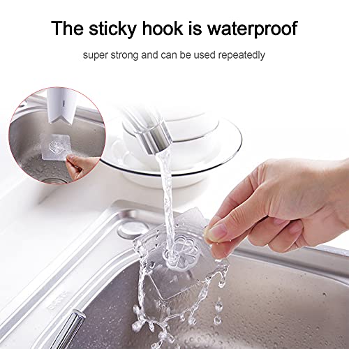 Adhesive Wall Hooks,20 Pieces Waterproof Oilproof Bathroom and Kitchen Heavy Duty Adhesive Hooks, Transparent Practical Wall Hook Coat Hooks, Ceiling Hooks for Hanging Plants 33 Pounds (Max)