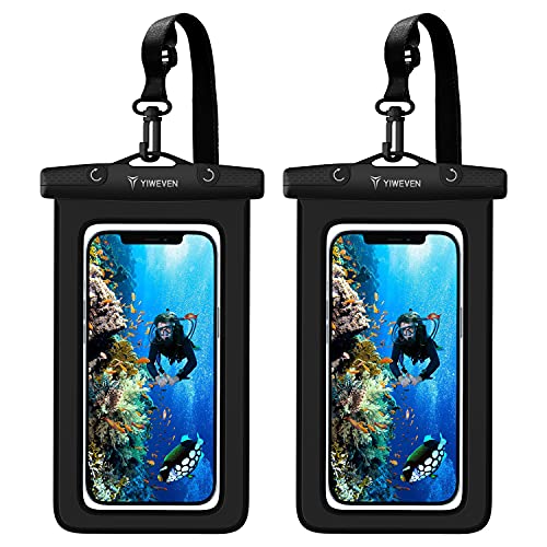 YIWEVEN Waterproof Phone Case, [2 Pack] IPX8 Universal Water-Proof Pouch Cellphone Dry Bag for iPhone 13/12/11/XR/XS/SE 2022/7/8/Samsung Galaxy/Moto/Google/Blu and More up to 7 inch