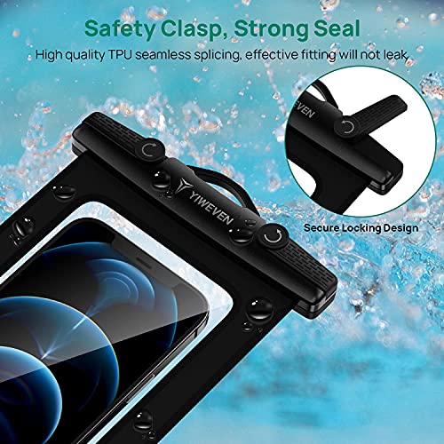 YIWEVEN Waterproof Phone Case, [2 Pack] IPX8 Universal Water-Proof Pouch Cellphone Dry Bag for iPhone 13/12/11/XR/XS/SE 2022/7/8/Samsung Galaxy/Moto/Google/Blu and More up to 7 inch