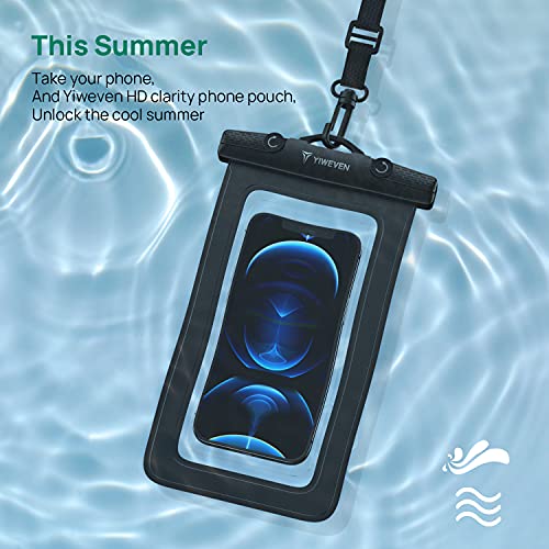 YIWEVEN Waterproof Phone Case, [2 Pack] IPX8 Universal Water-Proof Pouch Cellphone Dry Bag for iPhone 13/12/11/XR/XS/SE 2022/7/8/Samsung Galaxy/Moto/Google/Blu and More up to 7 inch