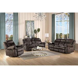 HABITRIO Reclining Sofa, Solid Wood Frame&Chocolate Velvet Upholstered 3-Seat Recliner Couch w/Back&Seat Cushion, Drop-Down Table w/USB Charging Dock, Middle Storage Drawer,Furniture for Living Room