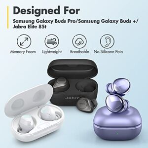 Memory Foam Tips for Samsung Galaxy Buds Pro / Plus, No Silicone Eartips Pain, Anti-Slip Replacement Ear Tips, Fit in The Charging Case, Reducing Noise Earbuds, 3 Pairs (Assorted Sizes S/M/L, Black)