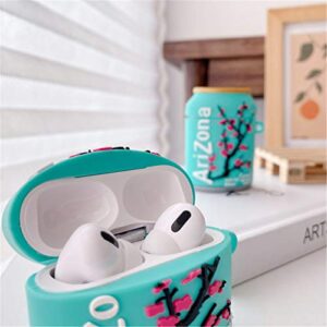 Lupct for Airpod Pro 2019/Pro 2 Gen 2022 Silicone Case, Soft Cartoon Cute Food Air Pods Cover Girls Women Funny Headphone Fun Cool Kawaii Keychain Cases for AirPods Pro (Green Tea+Blue Drink)(2 Packs)