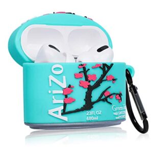 Lupct for Airpod Pro 2019/Pro 2 Gen 2022 Silicone Case, Soft Cartoon Cute Food Air Pods Cover Girls Women Funny Headphone Fun Cool Kawaii Keychain Cases for AirPods Pro (Green Tea+Blue Drink)(2 Packs)