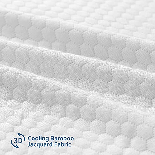 Mattress Topper Cover (Cover Only) Twin Size, 3-4 Inch Zippered Cooling Bamboo Cover for Latex Mattress Topper, Removable Memory Foam Mattress Topper Cover with Straps