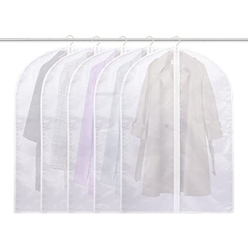 PetsHome Garment Bags, Garment Clothes Covers, 24'' x 40''(Pack of 5) Breathable Clear Garment Full Zipper Bags for Dress Suit Clothes