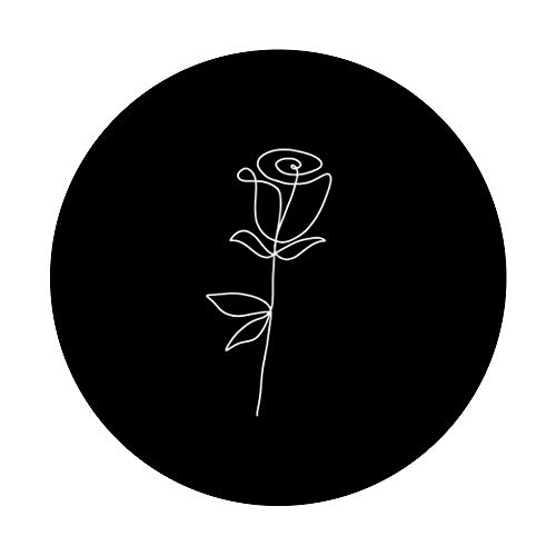 One Line Art White Rose Flower Black Minimalistic Aesthetic PopSockets PopGrip: Swappable Grip for Phones & Tablets