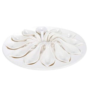 hemoton 1 set eggs platters serving tray deviled egg dish 12 hole melamine meatballs plate shrimp tableware dinnerware with saucier spoon for home kitchen restaurant white