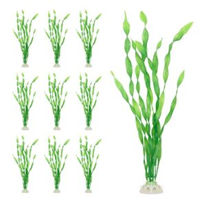 zodaca artificial aquarium plants for fish tanks and aquariums (green, 12 in, 10 pack)