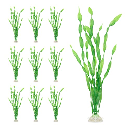 Zodaca Artificial Aquarium Plants for Fish Tanks and Aquariums (Green, 12 in, 10 Pack)