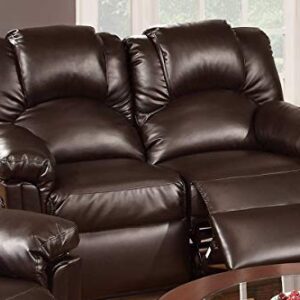 Hollywood Decor Delnice Motion Sofa Featuring Wide Cushions in Bonded Leather (Brown)