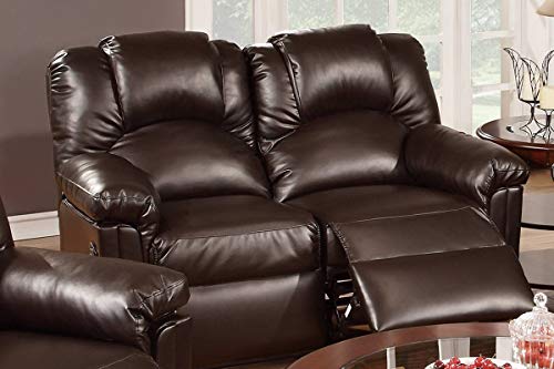 Hollywood Decor Delnice Motion Sofa Featuring Wide Cushions in Bonded Leather (Brown)