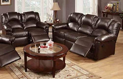 Hollywood Decor Delnice Motion Sofa Featuring Wide Cushions in Bonded Leather (Brown)