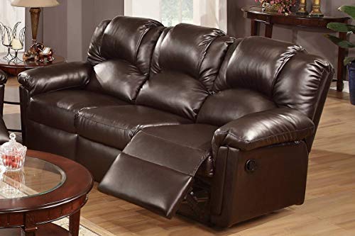 Hollywood Decor Delnice Motion Sofa Featuring Wide Cushions in Bonded Leather (Brown)