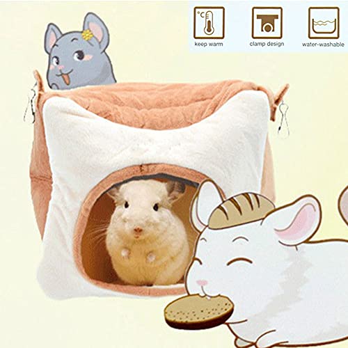 Oncpcare Toast Hamster Cotton Nest, Winter Warm Guinea Pig Bed House, Small Animals Plush Hanging Hammock for Birds Sugar Glider Ferrets Rat Hamster Chinchilla