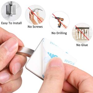 Self Adhesive Hooks 4 Pack, Brushed Stainless Steel Adhesive Door Hooks, Coat Hooks, Towel Hooks, Anti-Rust Waterproof Sticky Hooks for Kitchen Bathroom Office Toilet, No Drill Glue Needed