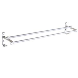 yardwe towel bar double towel hanger holder wall mounted metal bath towel rack organization for bathroom (silver) 38cm