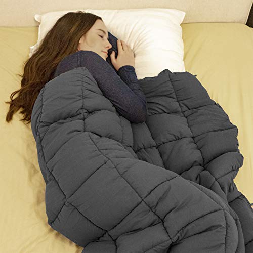 Nova Microdermabrasion Weighted Blanket (60x80 Inches, 20lbs for 150-200lb Individual, Dark Grey) Heavy Blanket for Adults, Children | Premium Cotton with Glass Beads