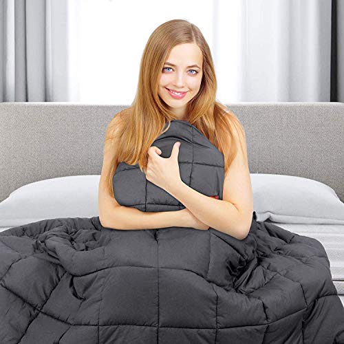 Nova Microdermabrasion Weighted Blanket (60x80 Inches, 20lbs for 150-200lb Individual, Dark Grey) Heavy Blanket for Adults, Children | Premium Cotton with Glass Beads