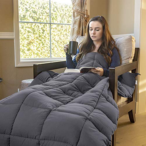 Nova Microdermabrasion Weighted Blanket (60x80 Inches, 20lbs for 150-200lb Individual, Dark Grey) Heavy Blanket for Adults, Children | Premium Cotton with Glass Beads