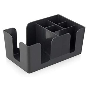 new star foodservice 48001 plastic bar caddy organizer with 6 compartments, black