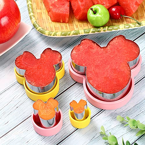 Elfkitwang Minnie Themed Cookie Cutters Set,Minnie Head Cartoons Shapes Cookie Cutter for Kids Sandwich Cakes Biscuits Vegetables Fruit Cutters Baking Mold(Assorted Sizes)