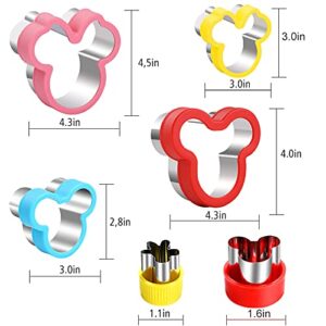 Elfkitwang Minnie Themed Cookie Cutters Set,Minnie Head Cartoons Shapes Cookie Cutter for Kids Sandwich Cakes Biscuits Vegetables Fruit Cutters Baking Mold(Assorted Sizes)