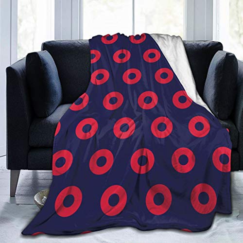 MSGUIDE Phish Red Donut Circles On Bluethrow Soft Flannel Fleece Throw Blanket，Lightweight Warm Microfiber Plush Couch Sofa Bed Blanket for Adults Kids(50"x40")