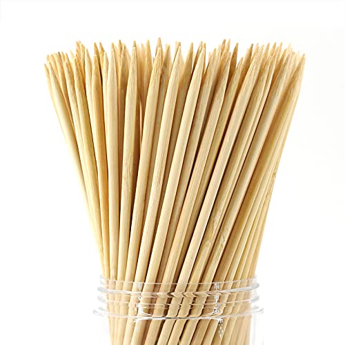 Natural Bamboo Skewers 16” (200 PCS) for BBQ，Appetiser，Fruit，Cocktail，Kabob，Chocolate Fountain，Grilling，Barbecue，Kitchen，Crafting and Party. Φ=4mm, More Size Choices /8"/10"/12"/14"/16"(16")