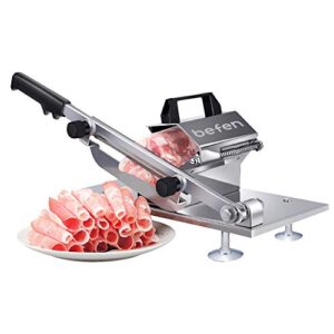 manual frozen meat slicer, befen upgraded stainless steel meat cutter beef mutton roll food slicer slicing machine for home cooking of hot pot shabu shabu korean bbq