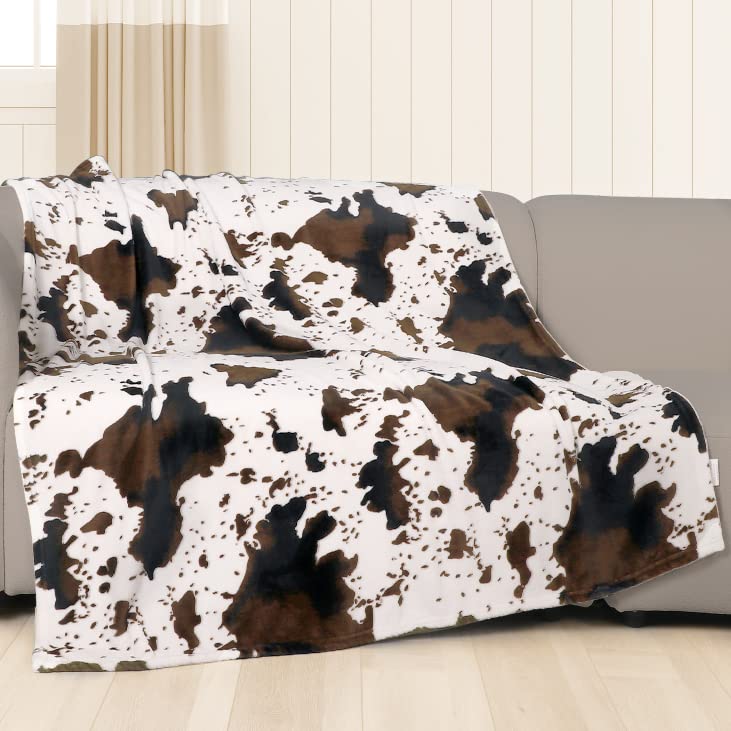 Soft Cow Print Blanket, Ultra Cozy Cow Throw Blanket for Couch Bed and Travel, Cow Decor Throw Blankets for All Seasons 50"x60"