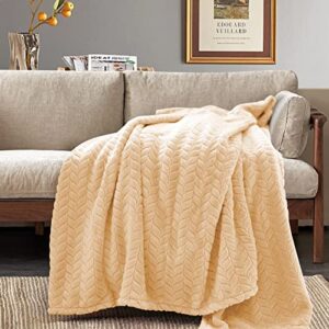 inhand Fleece Throw Blankets, Super Soft Flannel Cozy Blankets for Adults, Washable Lightweight Fuzzy Blanket for Couch Sofa Bed Office, Throw Size Warm Plush Blankets for All Season (50"×60",Cream)