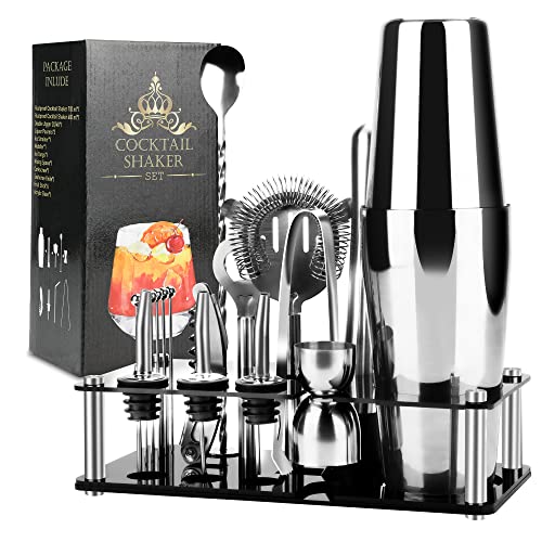 Cocktail Shaker Set, Cocktail Shaker, 𝟮𝟬𝟮𝟯 𝗡𝗲𝘄 20 PCS Bar Set Cocktail Shaker Set, Bartender Kit, Cocktail Set, Bar Tools Bartender Tool Kit,Cocktail Maker Machine with Shaker Set Bartender Kit