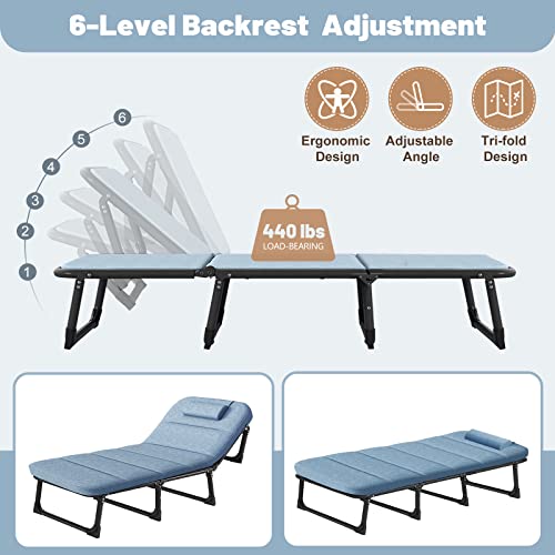 Slsy Folding Bed with Mattress, Cot Size Foldable Guest Beds, Hideaway Cot for Adults, Portable Fold up Bed with Adjustable Positions for Home, Office, Indoor, Outdoor