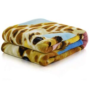 Dawhud Direct Selfie Giraffe Fleece Blanket for Bed, 50" x 60" Giraffe Fleece Throw Blanket for Women, Men and Kids Super Soft Plush Giraffe Blanket Throw Fleece Blanket Animal Blanket