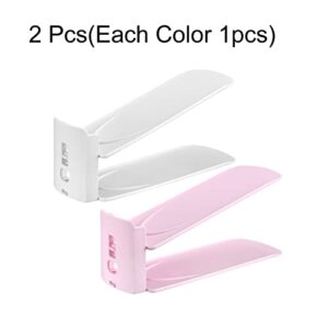 uxcell Shoe Slots Organizer Double Layer Adjustable Heights Shoes Storage Rack White/Pink 1 Set