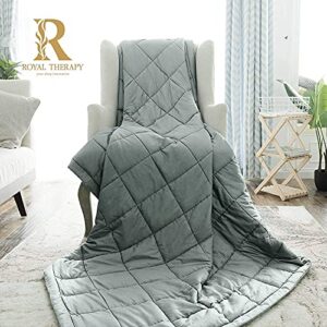 royal therapy weighted blanket - heavy 100% cotton blankets with premium glass beads (48''x78'' 20lbs, aquamarine), suitable for one person (~200lb) - use on twin/full bed