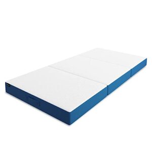 FlexPedic Tri Folding Mattress, Tri-fold Memory Foam Mattress Pressure-Relief, Gel-Infused Foldable Mattress with Washable Cover, Portable Bed Tri Fold Mat RV Bunk Camping, Twin Size 4 Inch