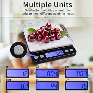 Kitchen Digital Food Scale, High Accuracy Mini Food Scales Digital Weight Grams and Oz for Cooking, Baking, Jewelry, Tare Function, 2 Trays, LCD Display (3000g/0.1g)